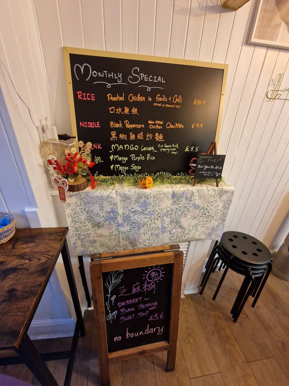 Menu at No Boundary restaurant, Edinburgh
