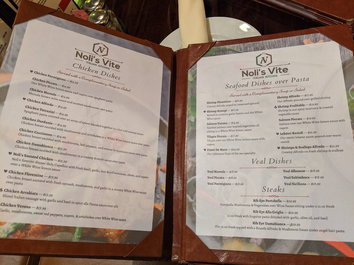 Menu at Noli's Vite pizzeria, New Braunfels