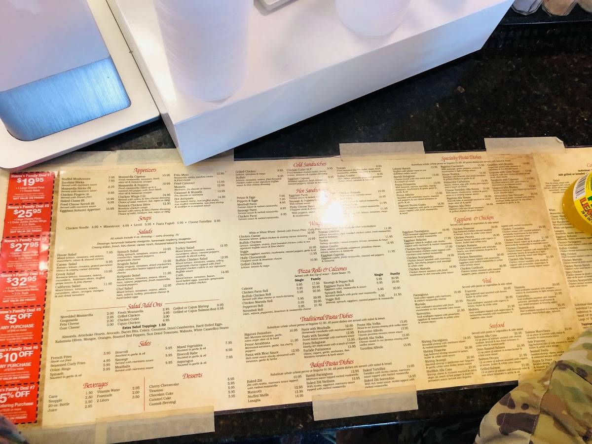 Menu at Nonna's Brick Oven Pizza pizzeria, Peekskill