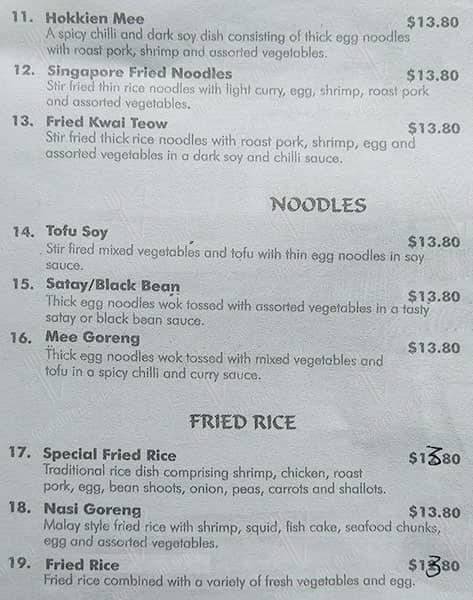 Menu at Noodle Hub fast food, Langwarrin