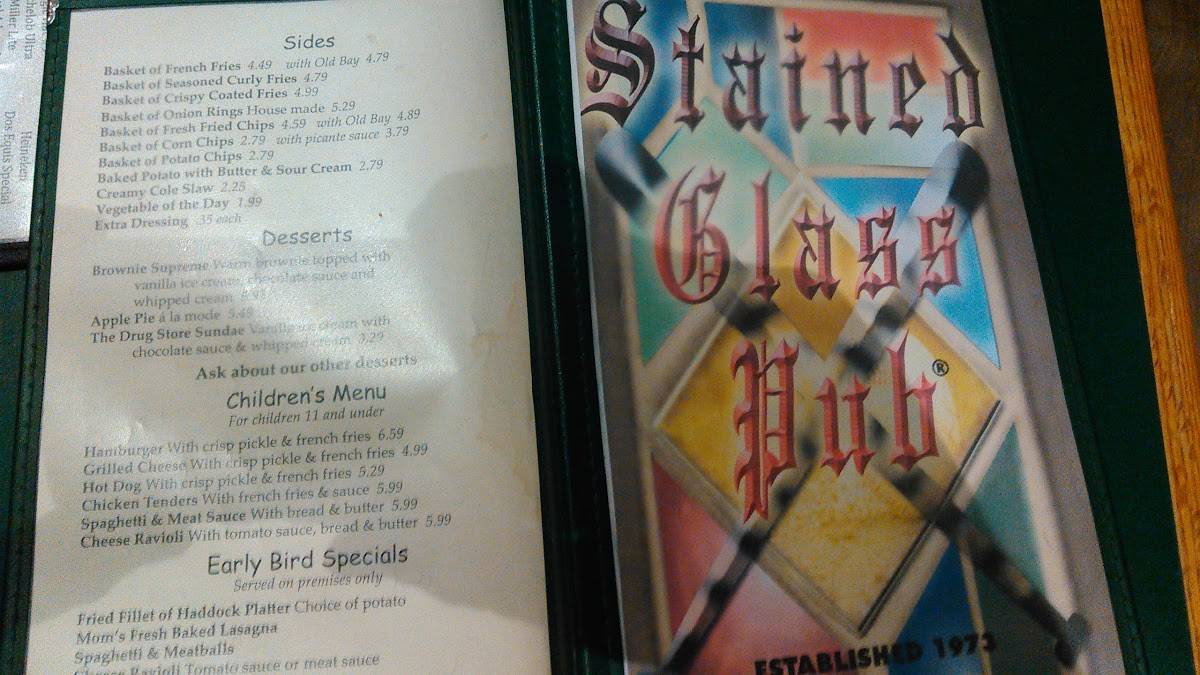 Menu at Stained Glass Pub - Glenmont, Silver Spring