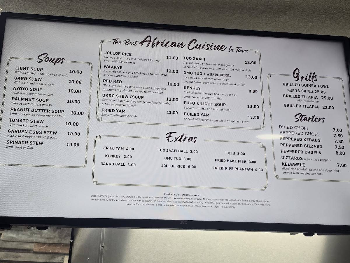 Menu at Northern Delight Afro Cuisine restaurant, London