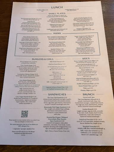 Menu at Cosy Club, Norwich