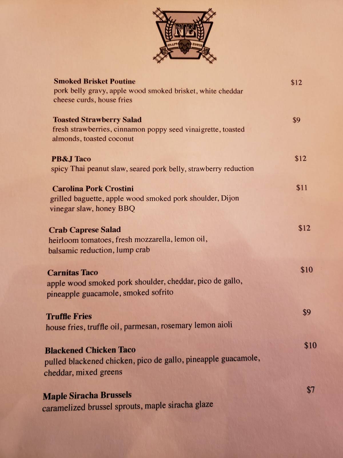 Menu at Notch Eight Craft House pub & bar, Jim Thorpe