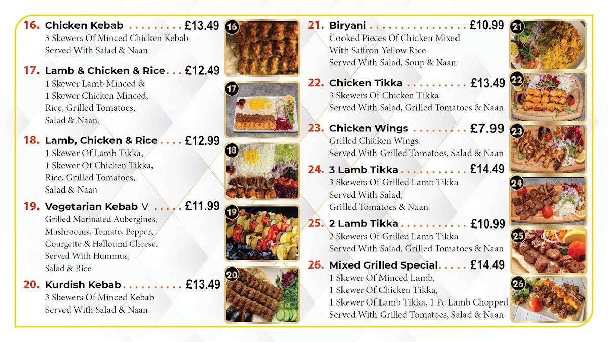 Menu at Nowrooz Restaurant, Batley