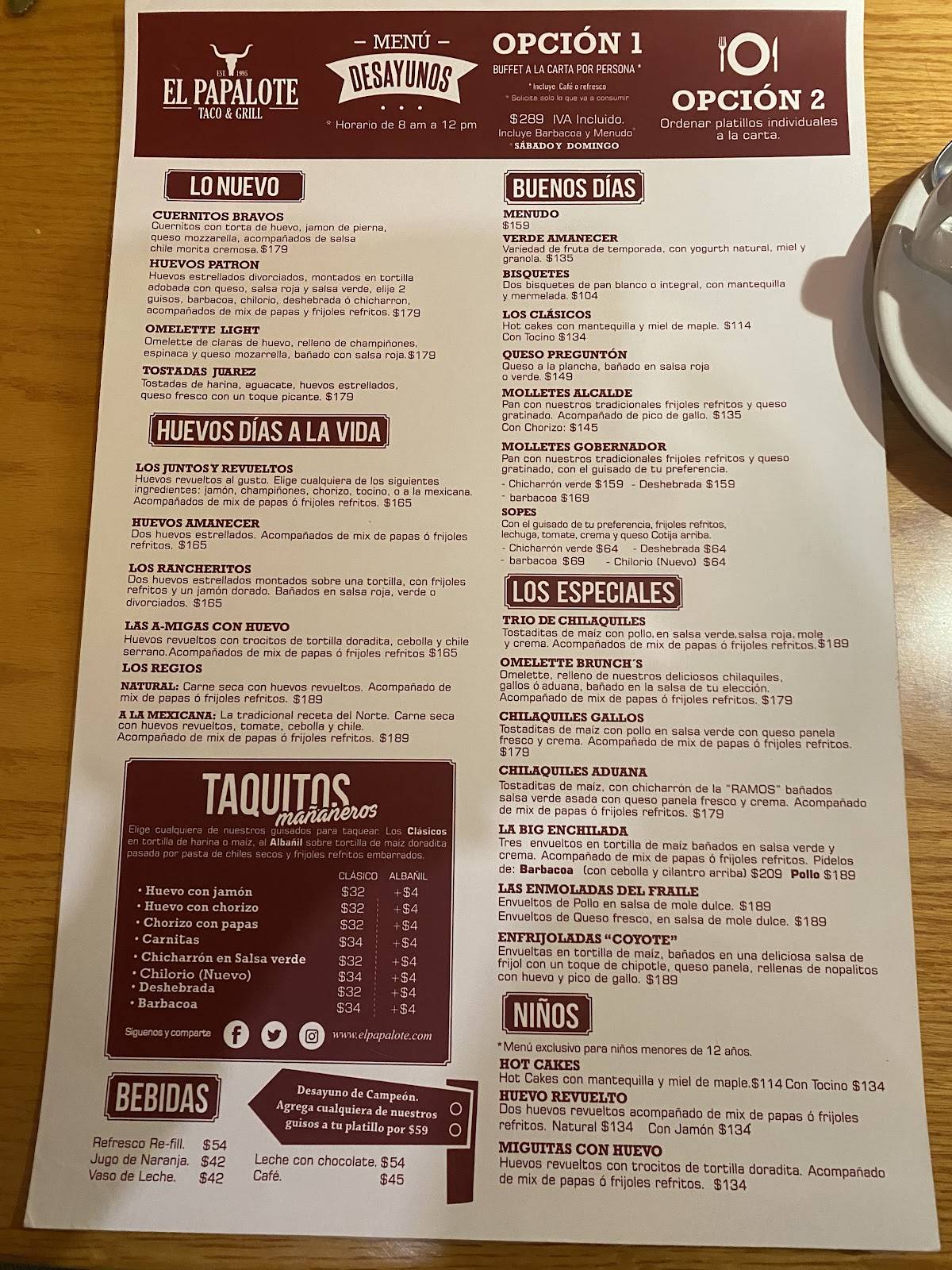 Carta del restaurante El Papalote Taco & Grill Nuevo Laredo, Nuevo ...