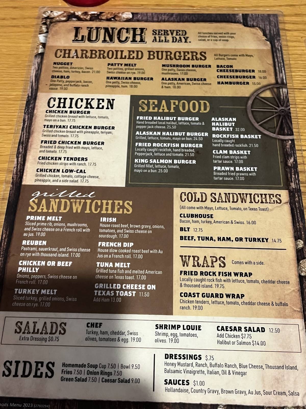 Menu at Nugget Restaurant, Sitka