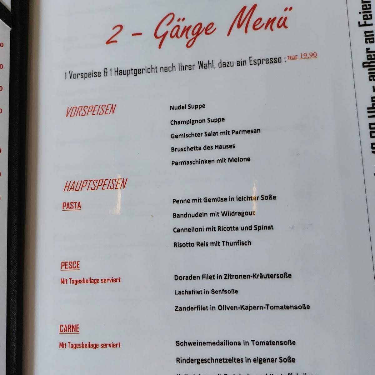 Carta del restaurante Nuovo Mario Grunewald, Berlin, Reichenhaller Str. 4