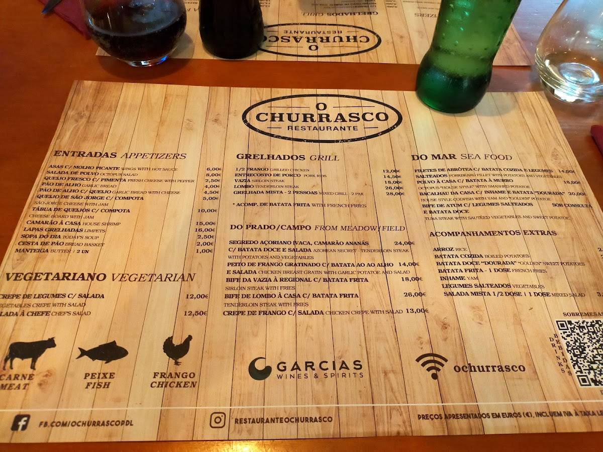 Menu at O Churrasco restaurant, Ponta Delgada