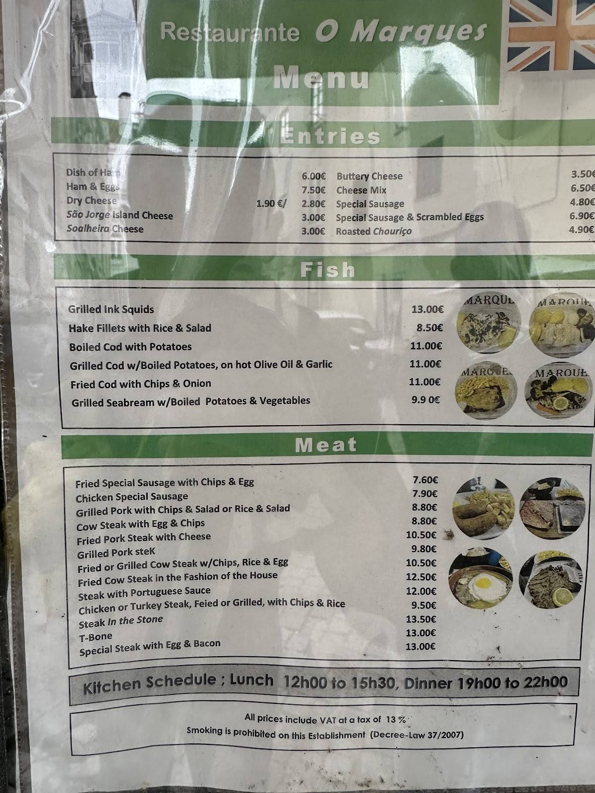 Menu at O Marques cafe, Lisbon, Tv. do Forno 9