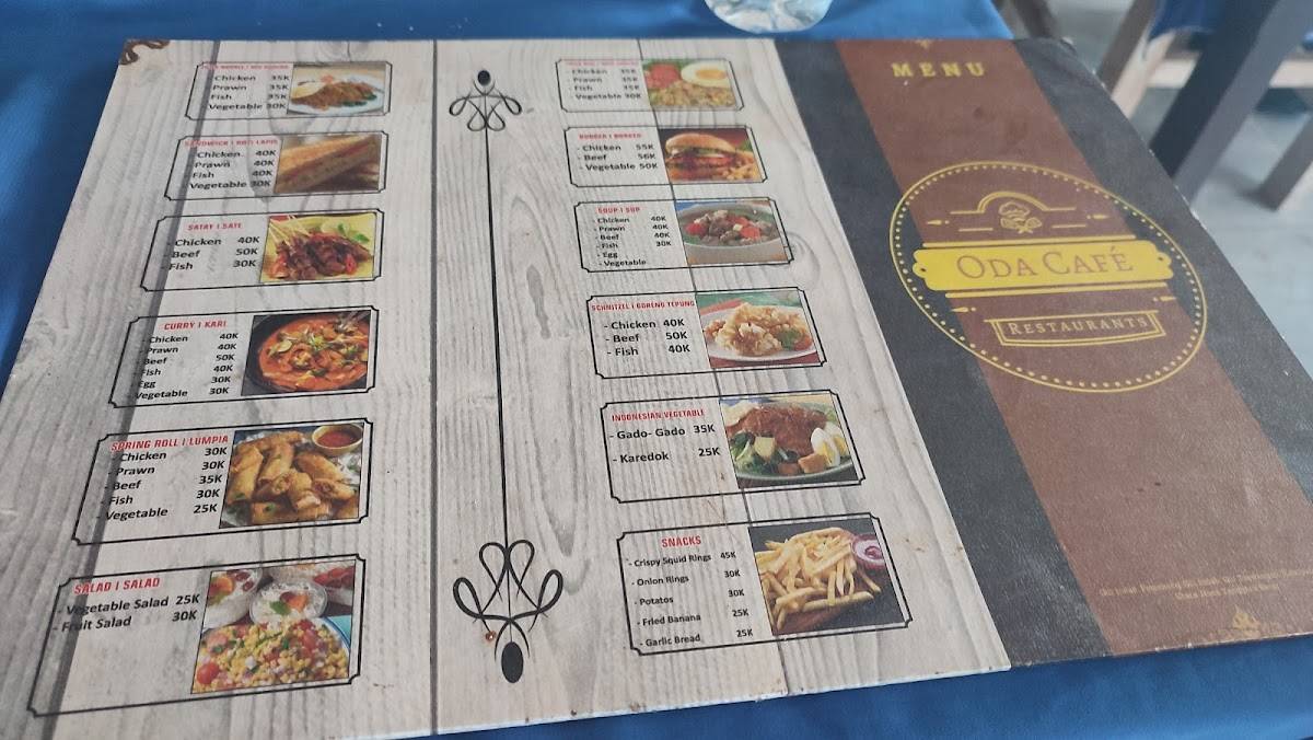 Menu at ODA Cafe, Indonesia