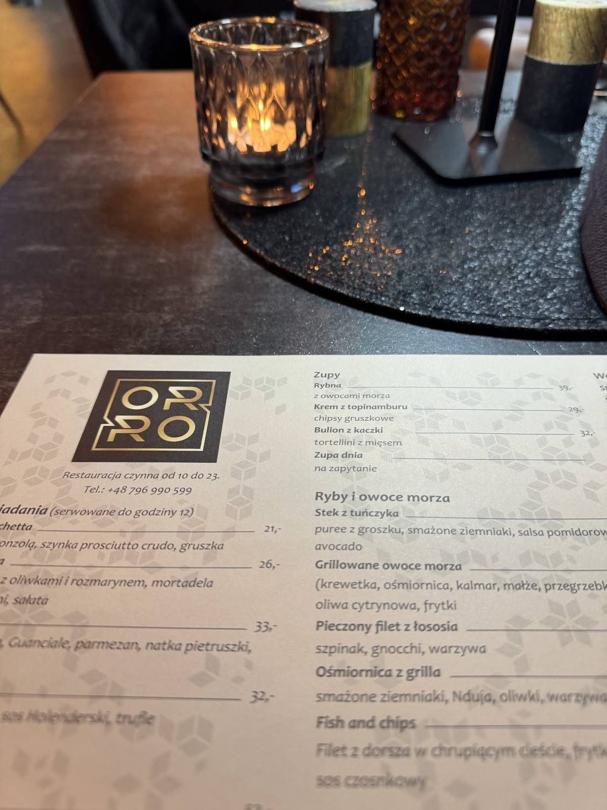 Menu at ORRO Restauracja & Bar, Szczecin, Arkońska 28