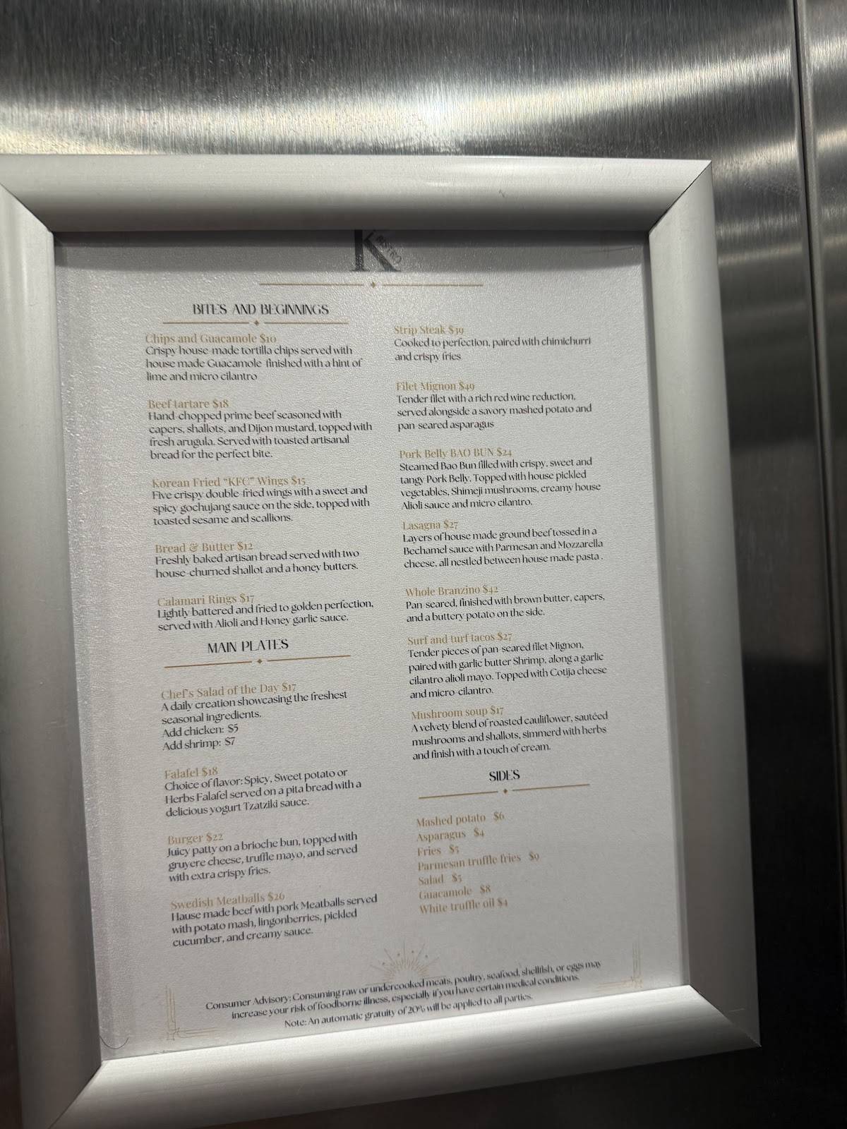 Menu at OUI BAR MIAMI, Miami