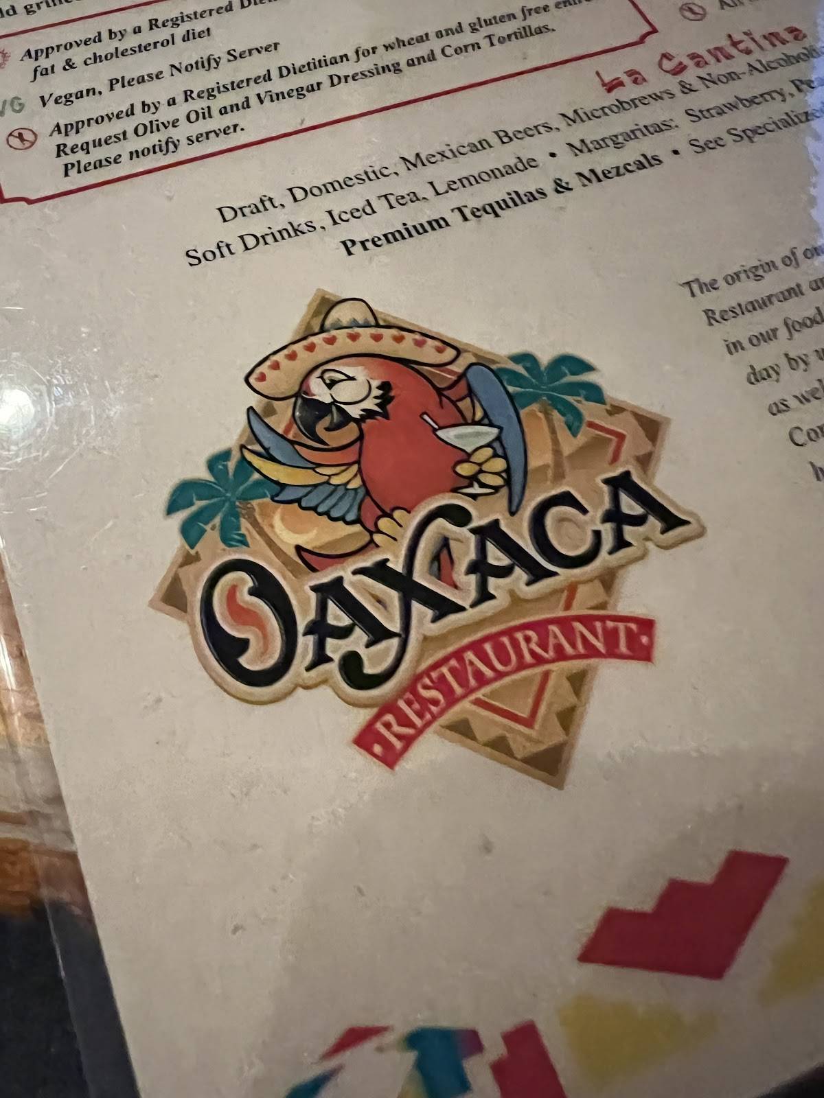 Menu at Oaxaca Restaurant, Sedona