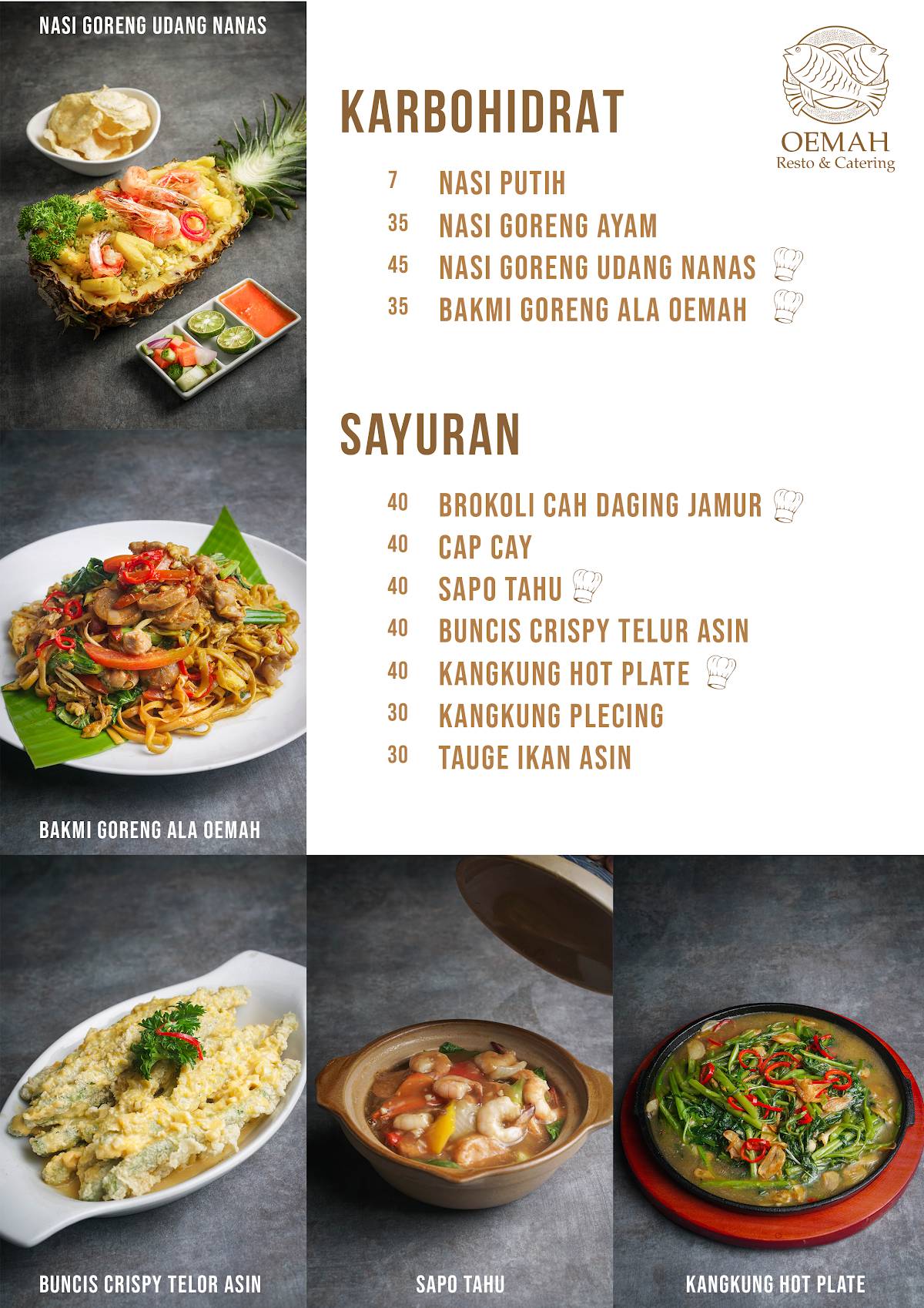 Carta del restaurante Oemah Resto Cempaka Putih, Central Jakarta