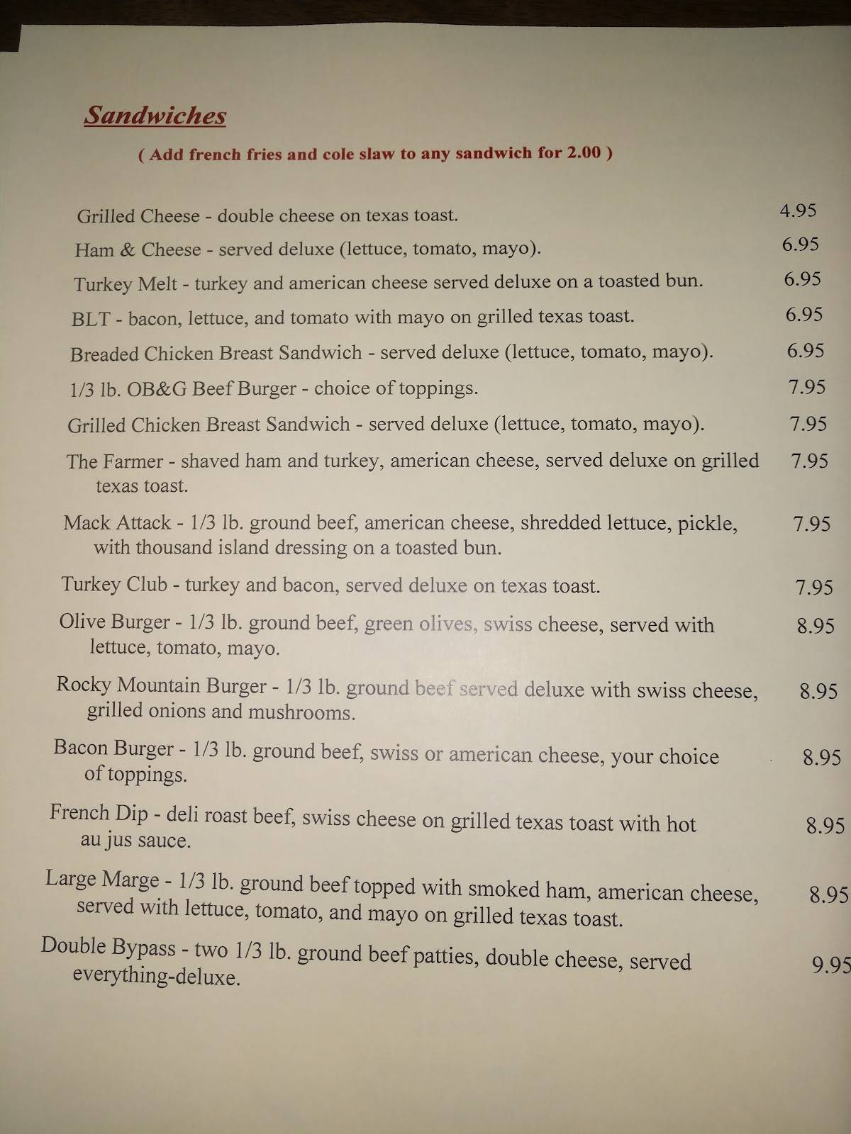 Menu at Office Bar & Grill, Holland