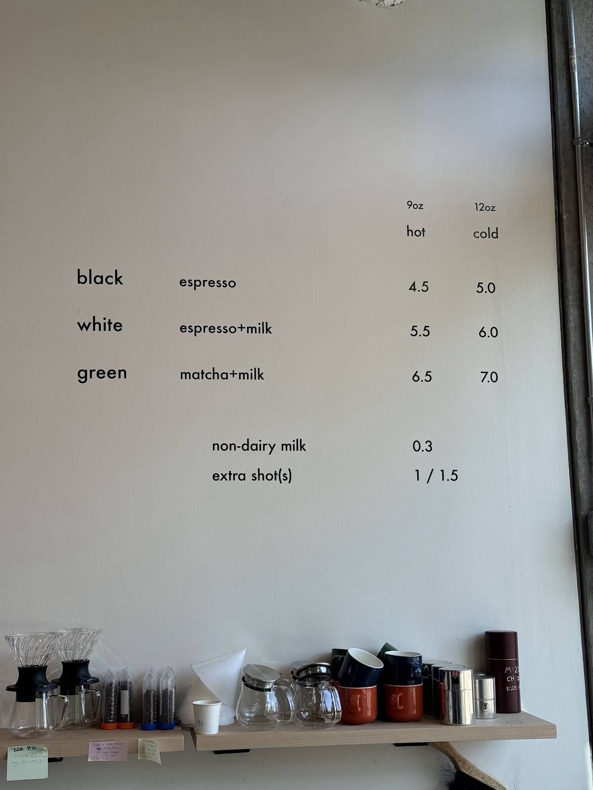 Menu at Oidé Coffee restaurant, Vancouver, W 2nd Ave