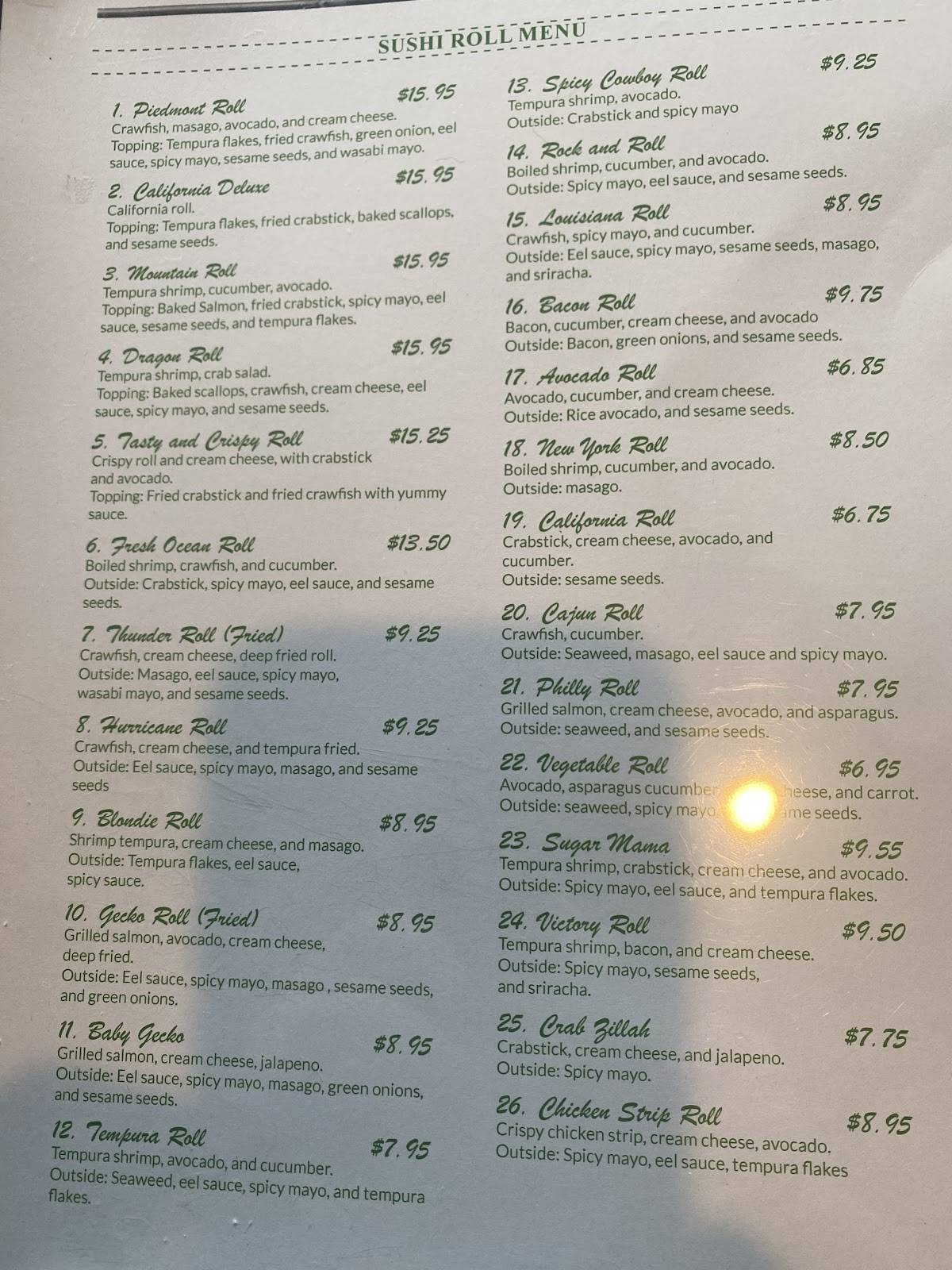 Menu at Piedmont cuisine restaurant, Piedmont