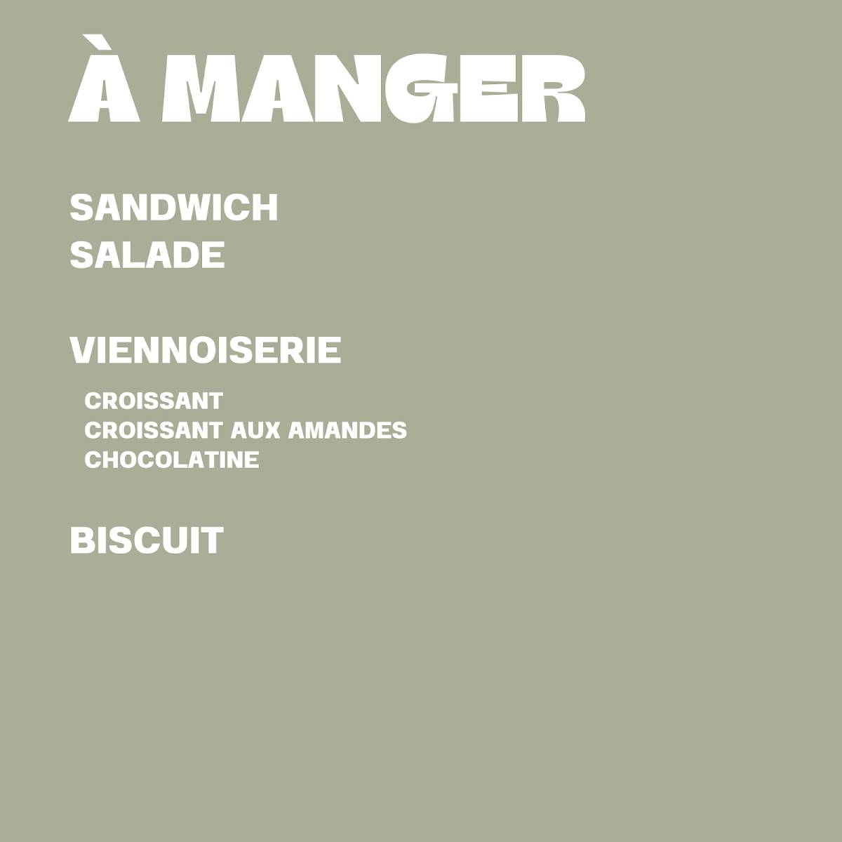Menu at Olive Café, Drummondville