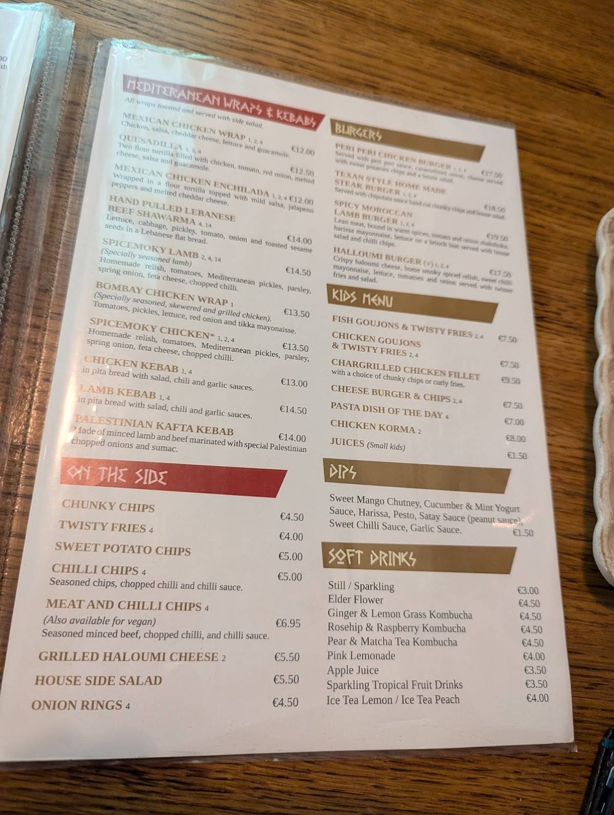 Menu at Olive Tree Restaurant & Cafe, Castlebar