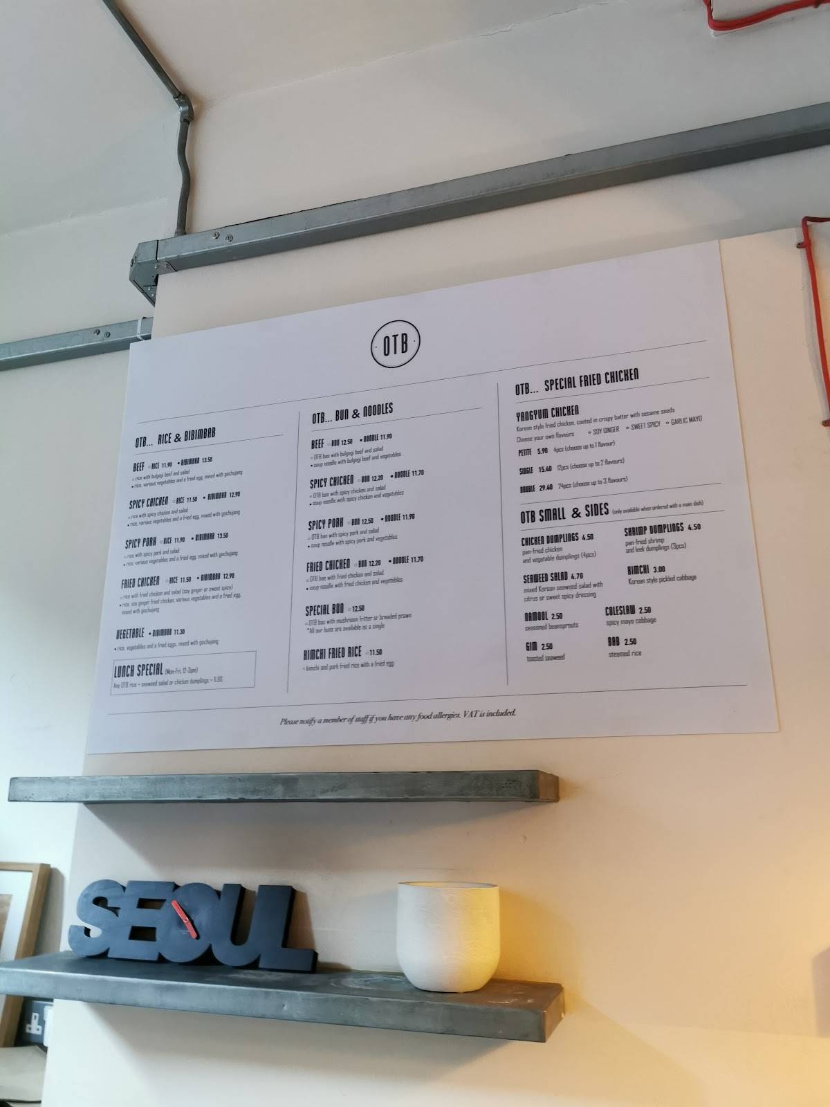 Menu at On The Bab restaurant, London, 9 Ludgate Broadway
