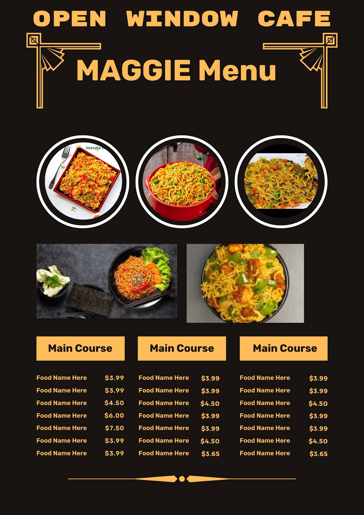 Menu at Open window cafe, Indore