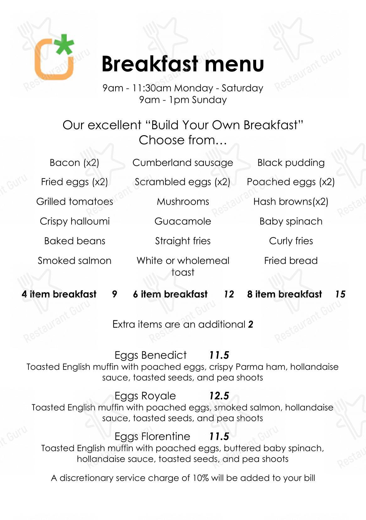 Menu at Orange Square pub & bar, Haywards Heath