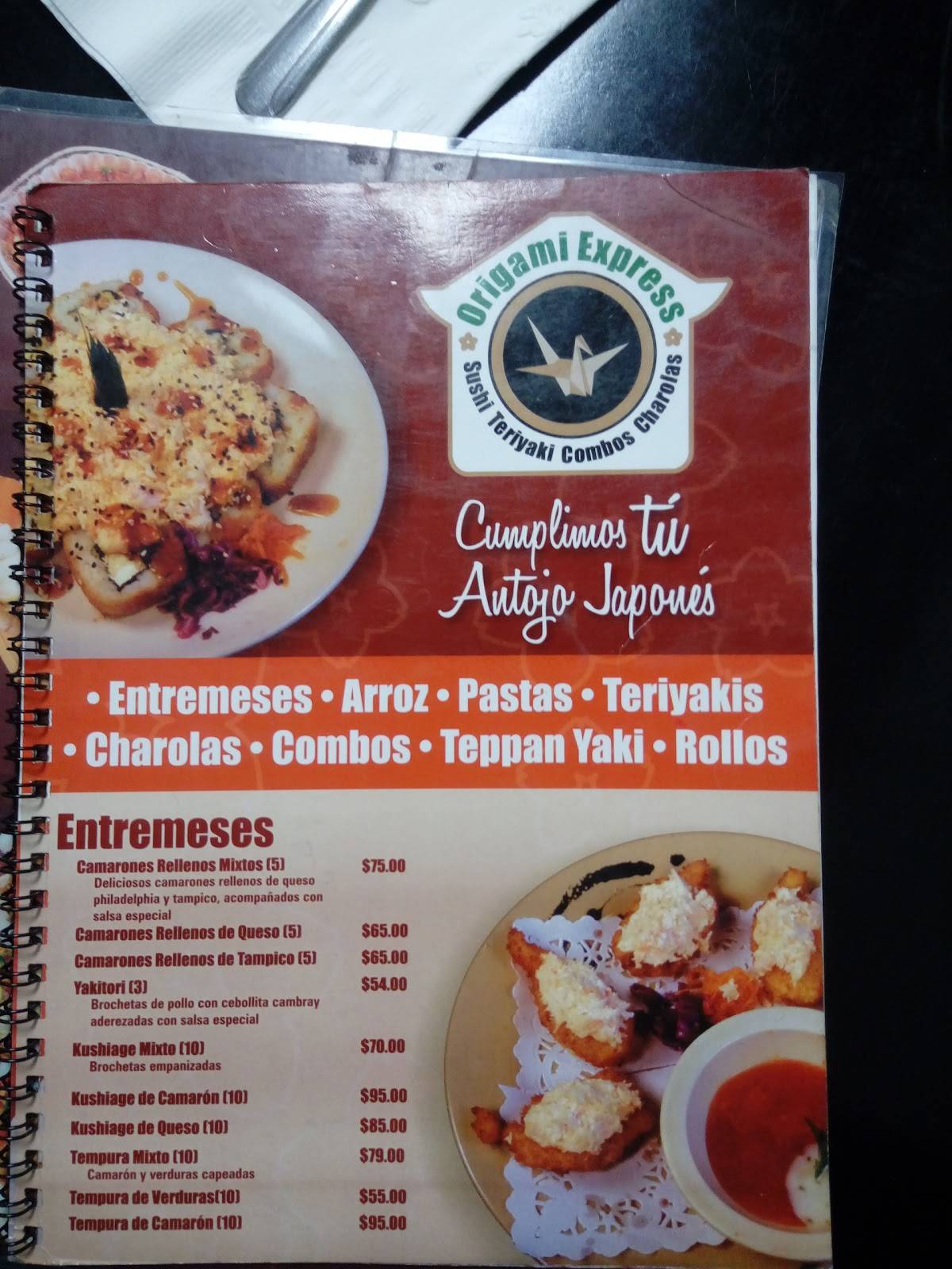 Menu at Origami Express restaurant, Mexicali