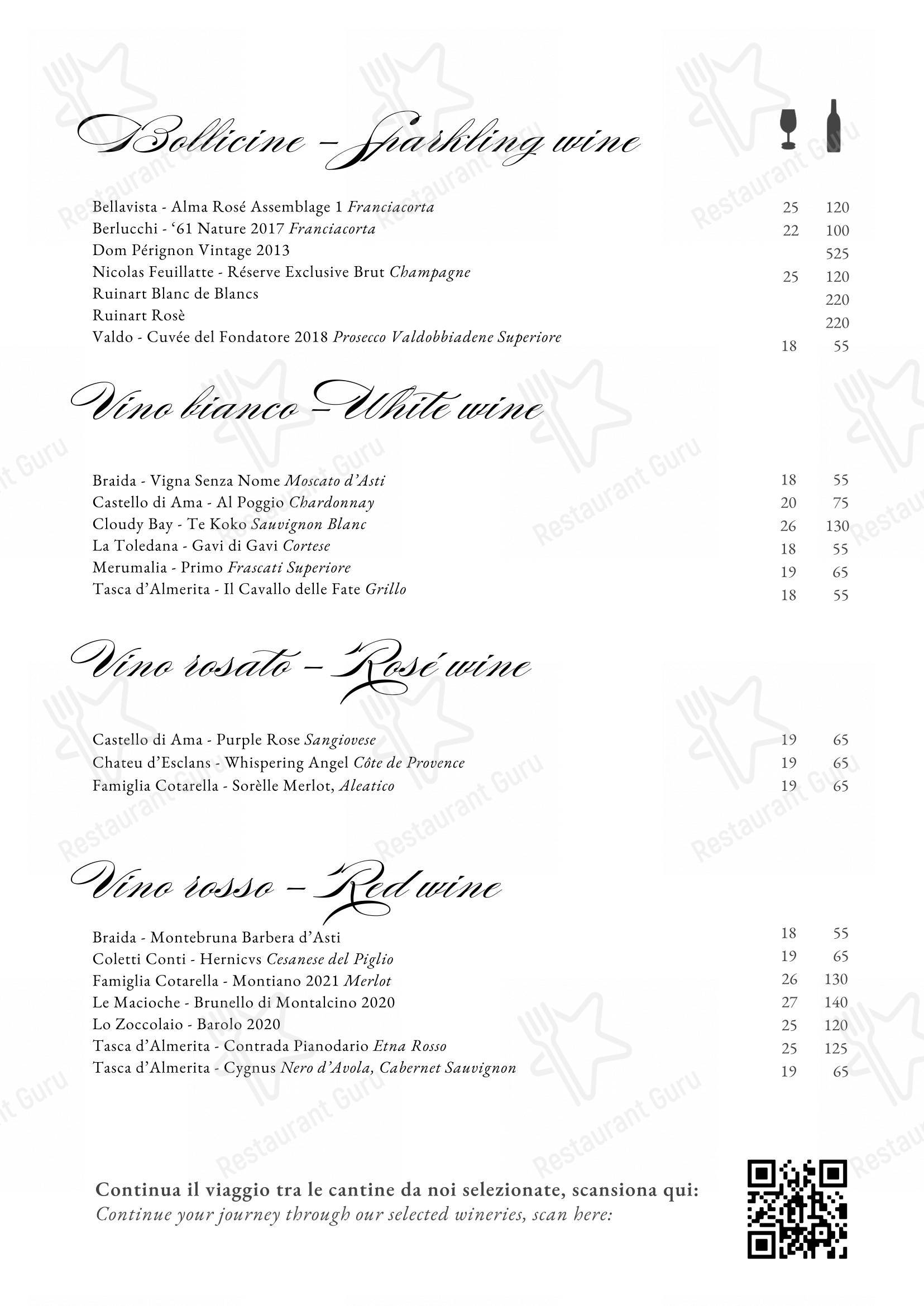 Carta del pub y bar Oro Bistrot, Roma, Via di S. Eufemia