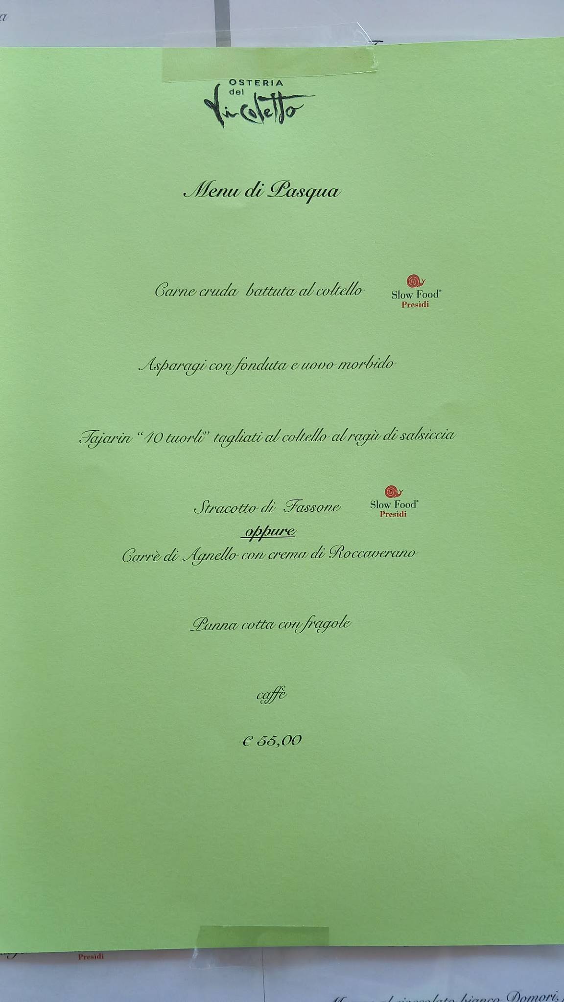 Carta del restaurante Osteria del Vicoletto, Alba