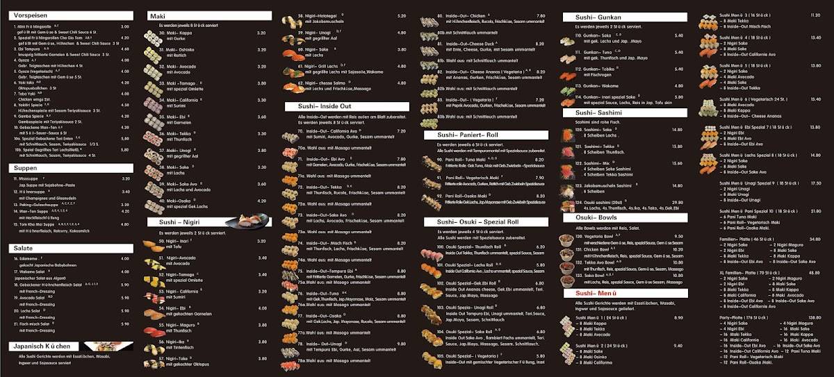 Menu au Osuki-Sushi-Asiatisch-Dimsum, Hattingen
