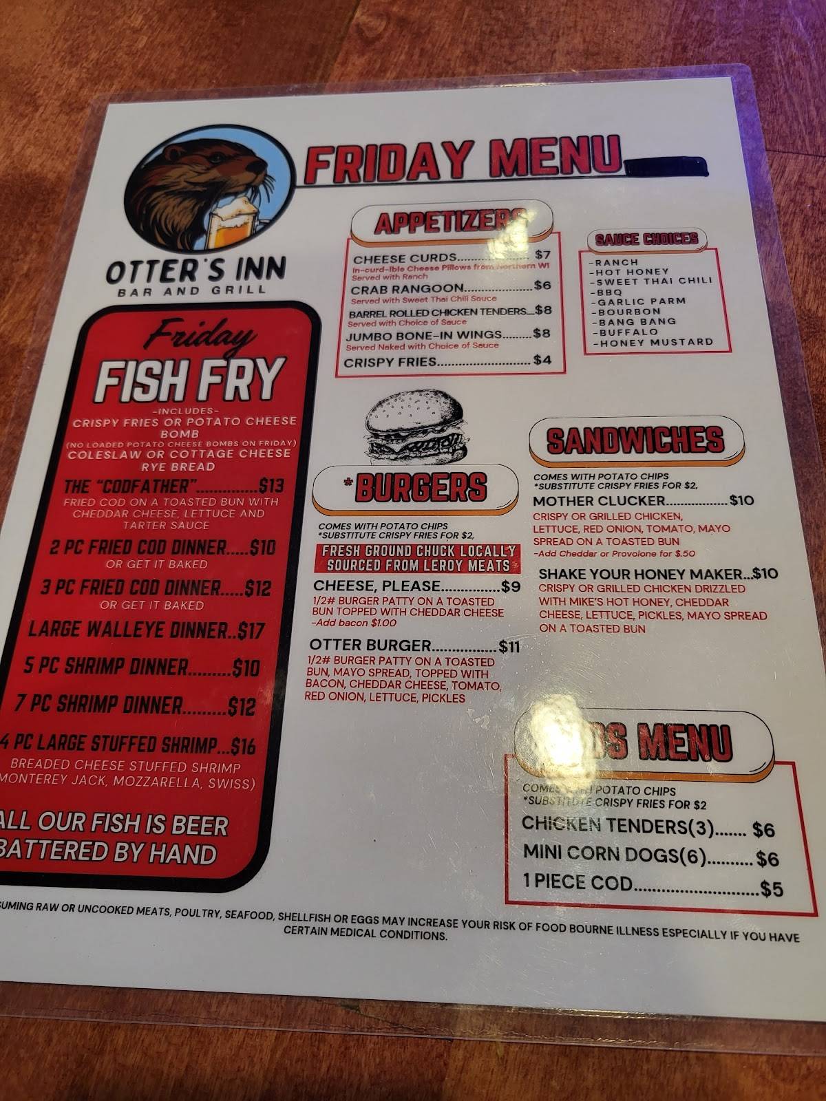 Menu at Otter's Inn Bar & Grill, Randolph