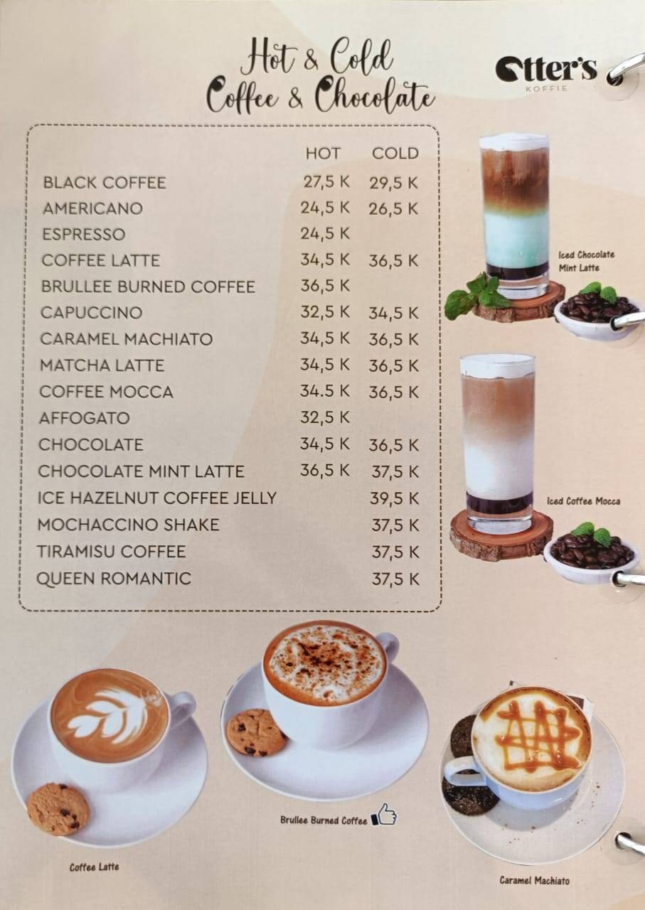 Menu at Otter's Koffie Resto & Lounge restaurant, Pekanbaru