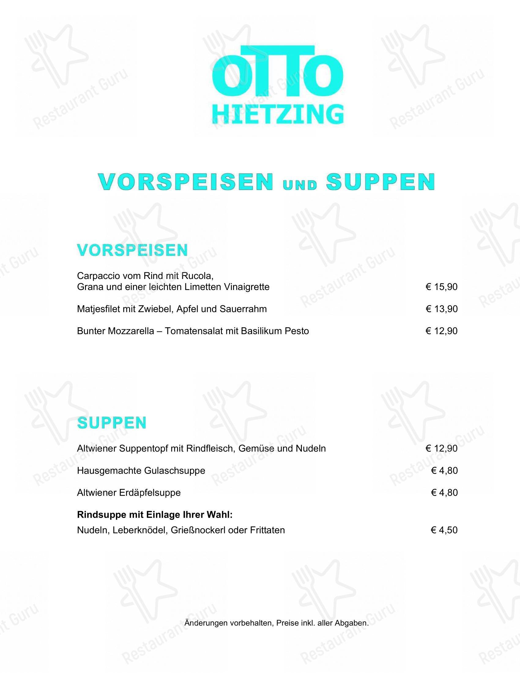 Speisekarte von Otto Cafe-Restaurant, Wien, Ekazent