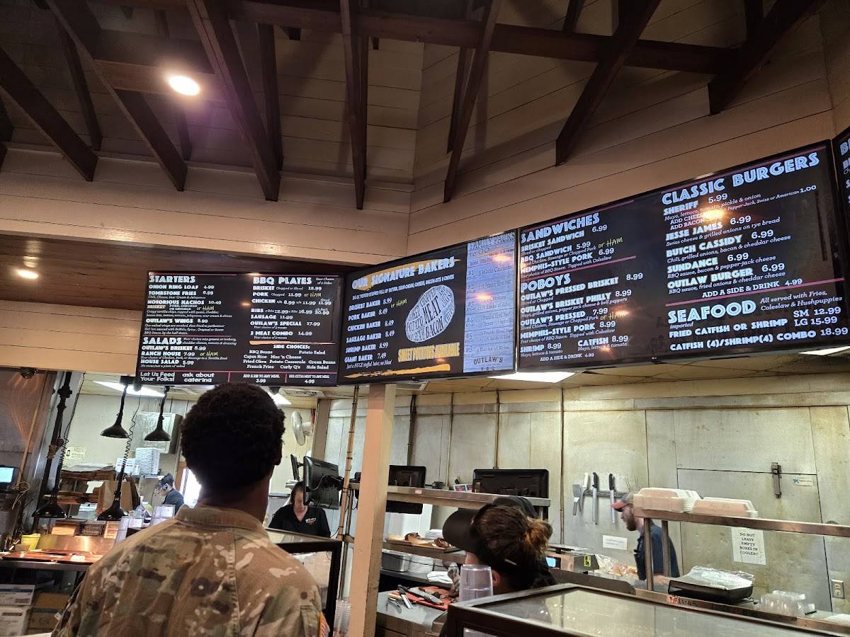 Menu at Outlaw's BBQ--Pineville, Pineville, 359 Kings Country Rd