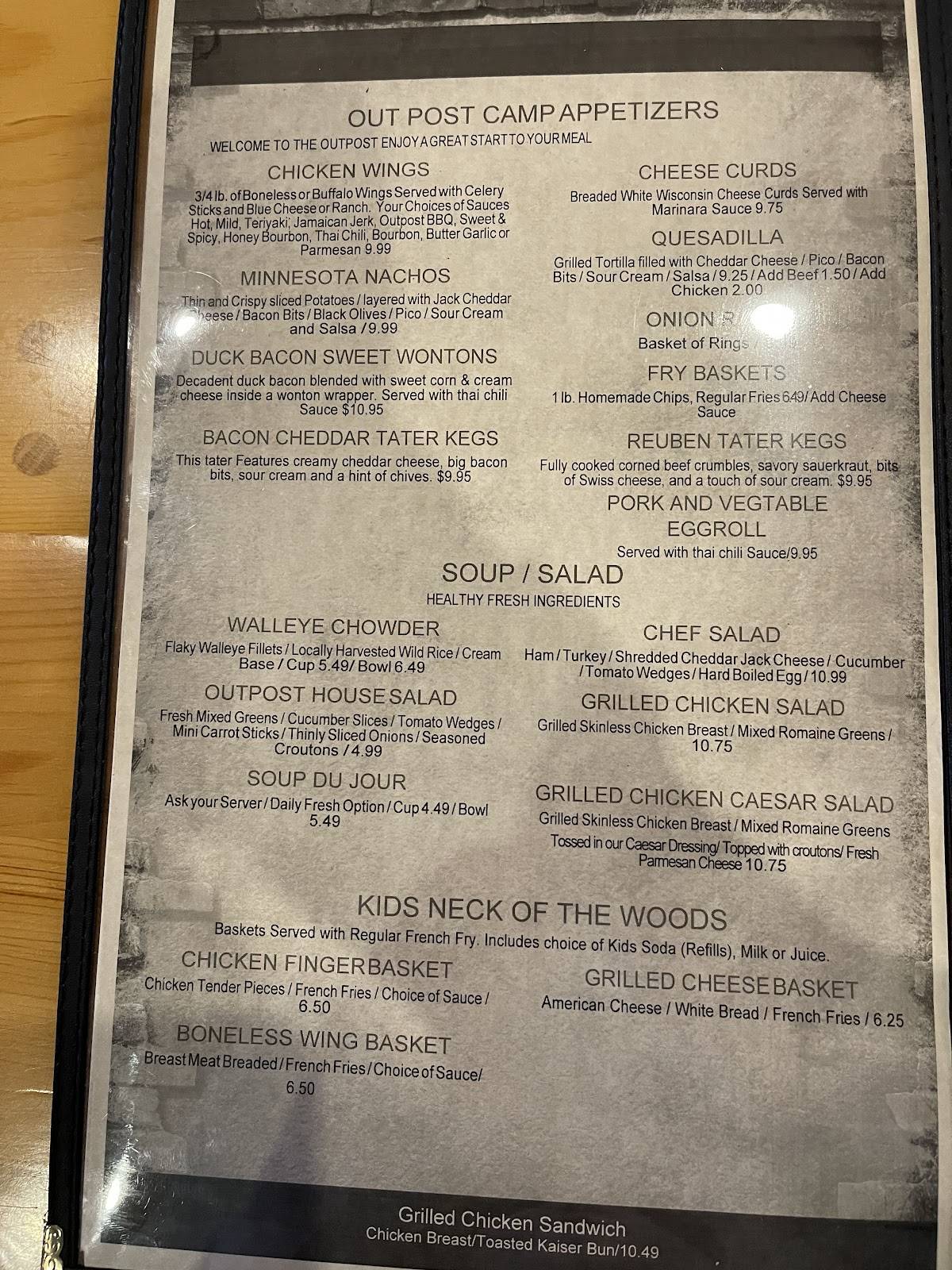 Menu at Outpost Bar & Grill, Deer River