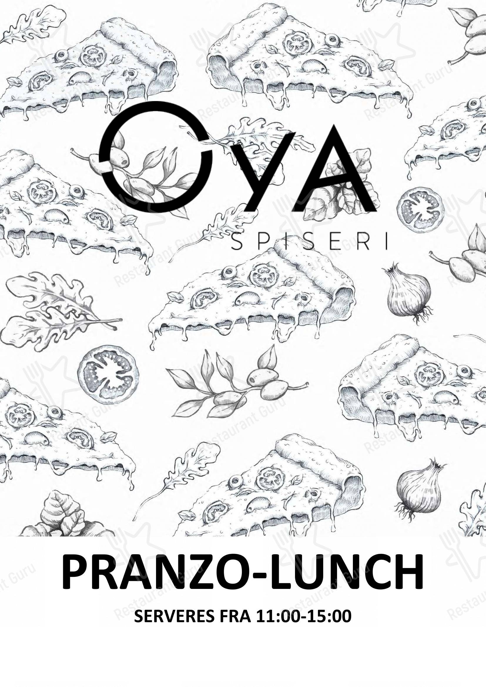 Menu at Øya Spiseri restaurant, Porsgrunn