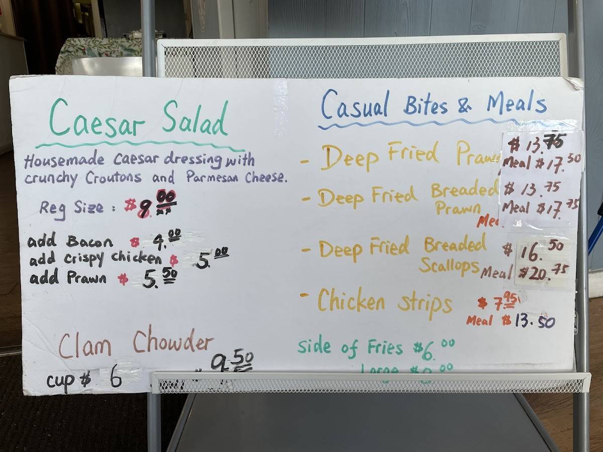 Menu at P. Bass Fish and Chips restaurant, 100 Mile House
