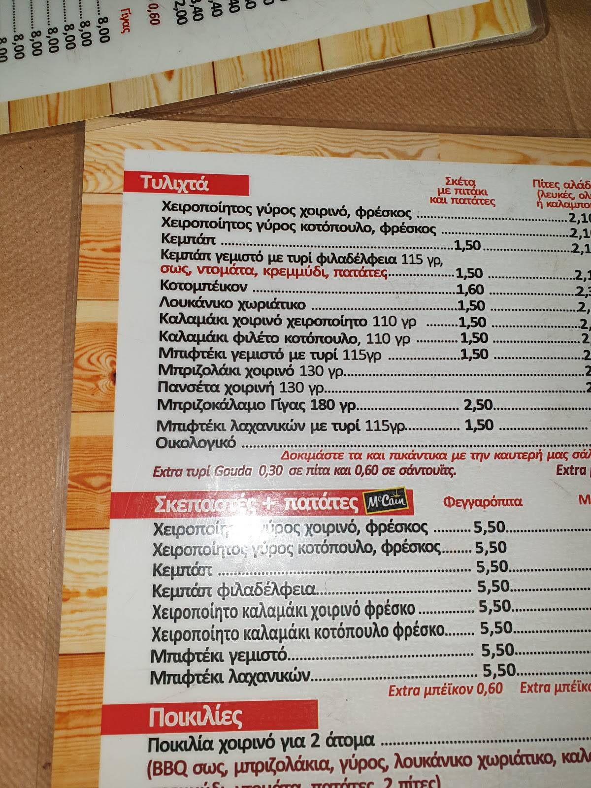 Menu at ΠΑΡΑΔΟΣΙΑΚΟ ΨΗΤΟΠΩΛΕΙΟ Ο ΓΙΩΡΓΟΣ, Galatsi