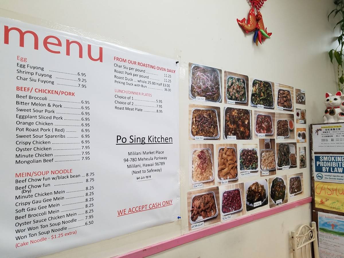 Menu at PO Sing Kitchen BBQ, Mililani, 94-780 Meheula Pkwy E
