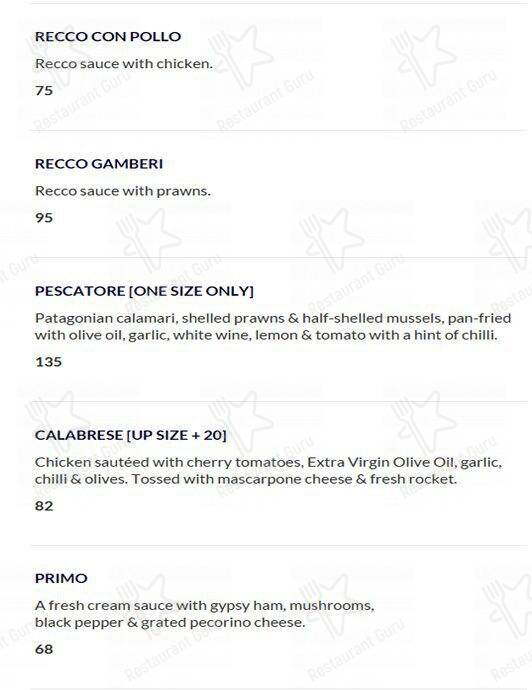 Menu at Primi Piatti pub & bar, Jacksonville