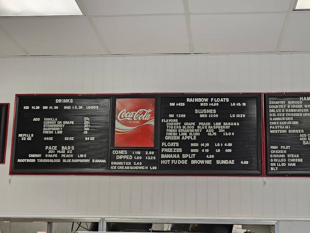 Menu at Pace's Drive In restaurant, Clearfield, W 300 N