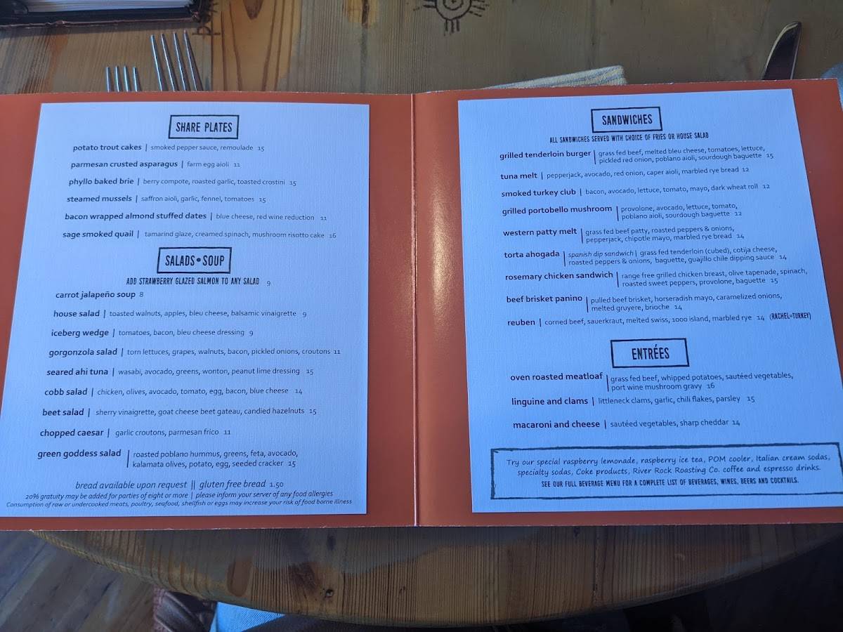 Menu at Painted Pony Restaurant, St. George
