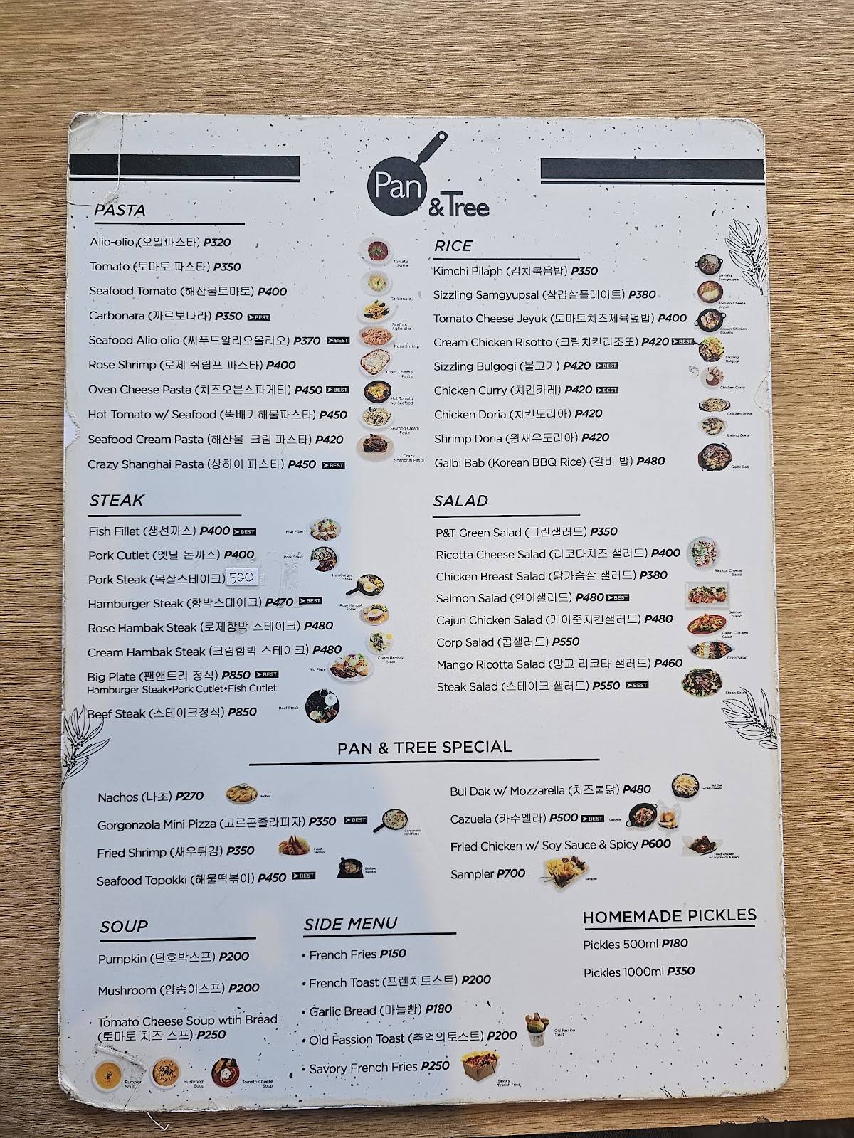 Menu at Pan & Tree restaurant, Mabalacat