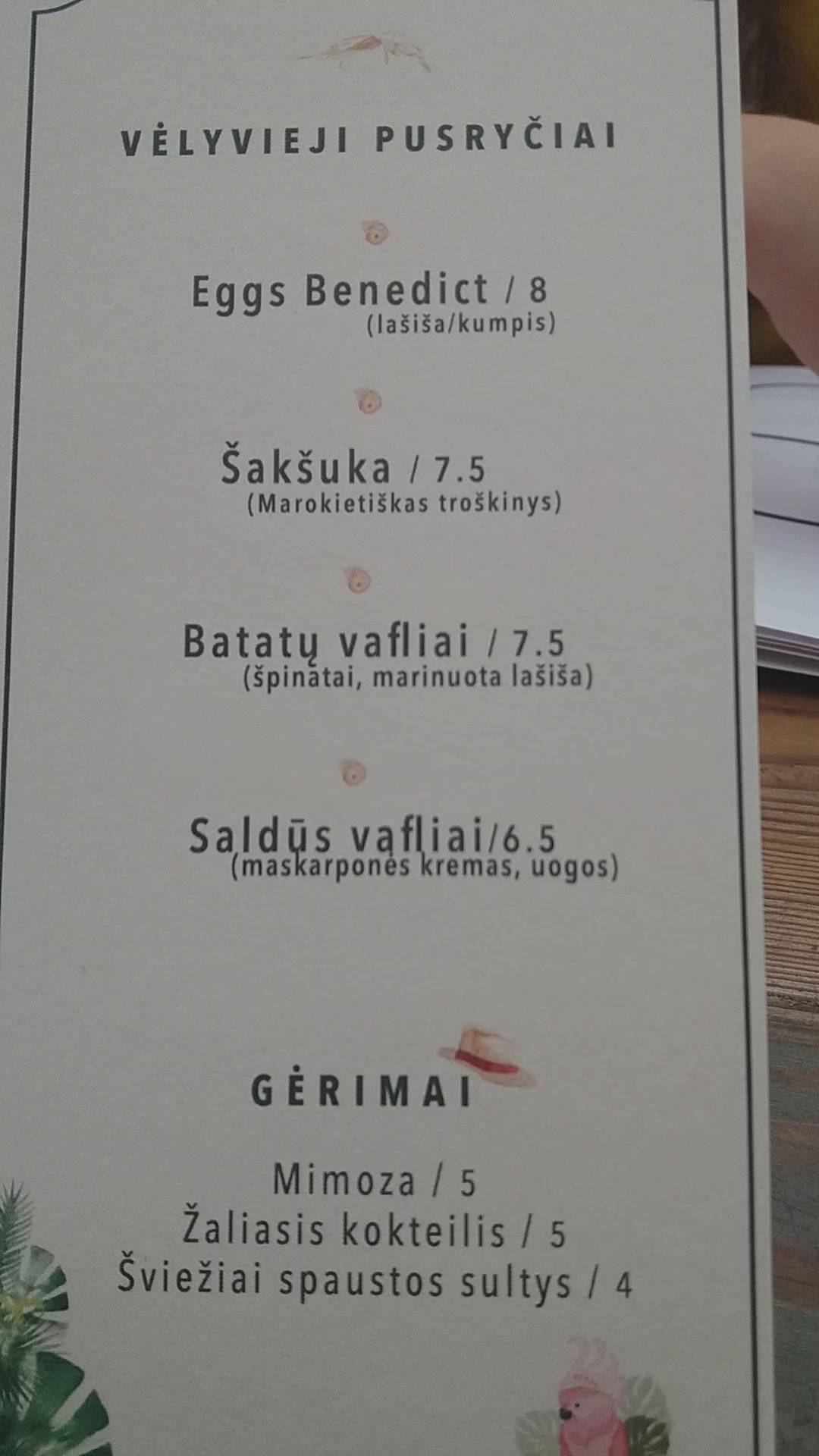 Menu at Panama Food Garden restaurant, Vilnius