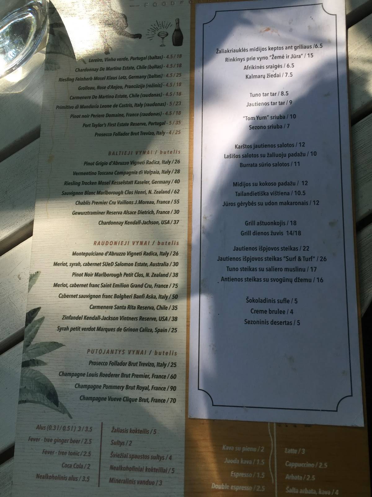 Menu at Panama Food Garden restaurant, Vilnius