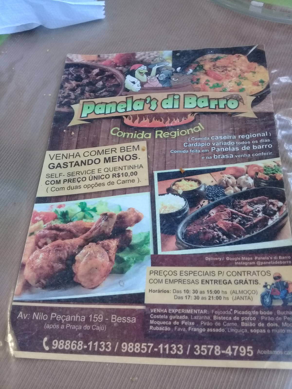 Menu at Panela’s di Barro, João Pessoa