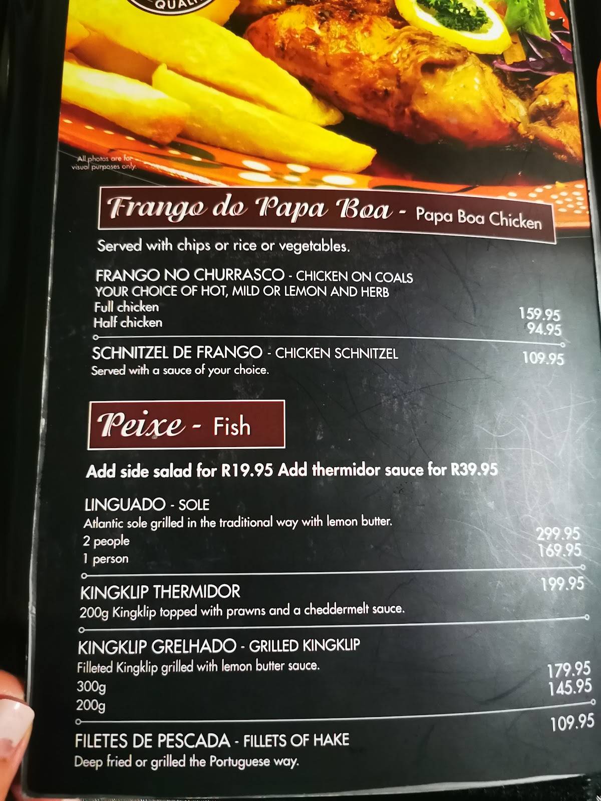 Menu at PapaBoa Benoni restaurant, Benoni