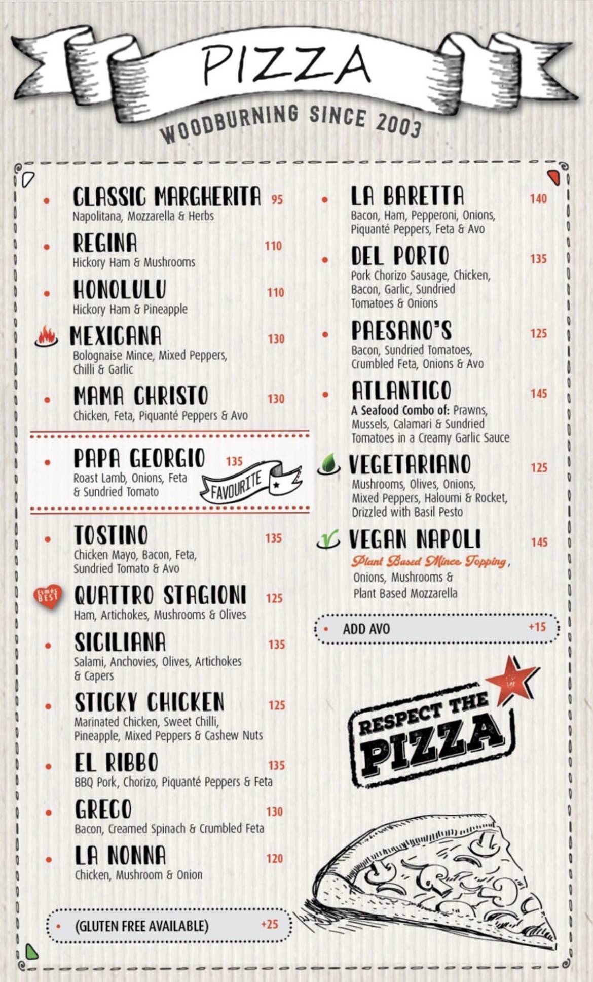 Menu at Papachinos Clearwater restaurant, Roodepoort, Villa Varosi Cnr ...