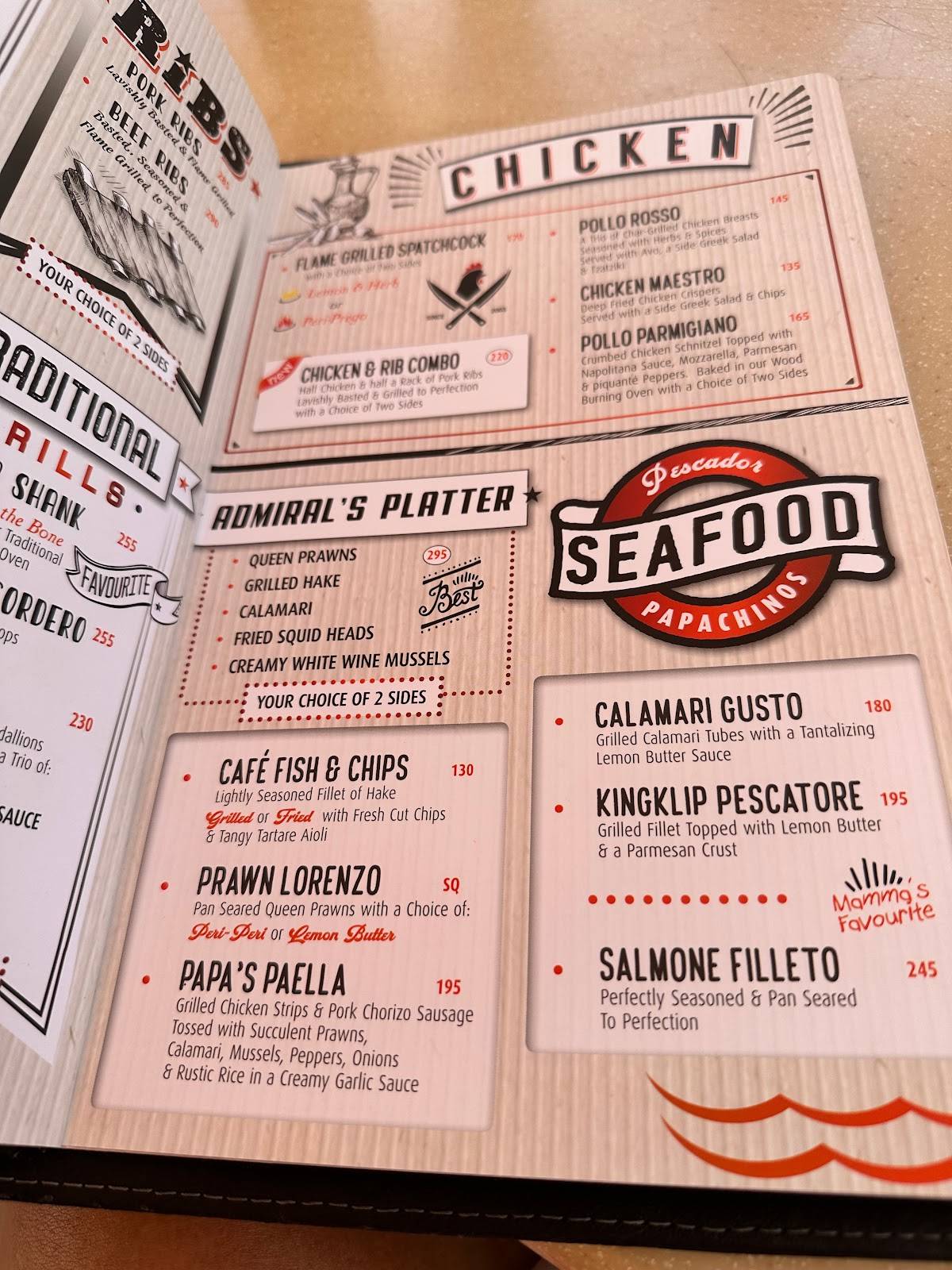 Menu at Papachinos Clearwater restaurant, Roodepoort, Villa Varosi Cnr ...